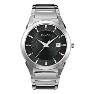 bulova men's 3-hand calendar date quartz watch, patterned dial, 38mm, style: 96b149