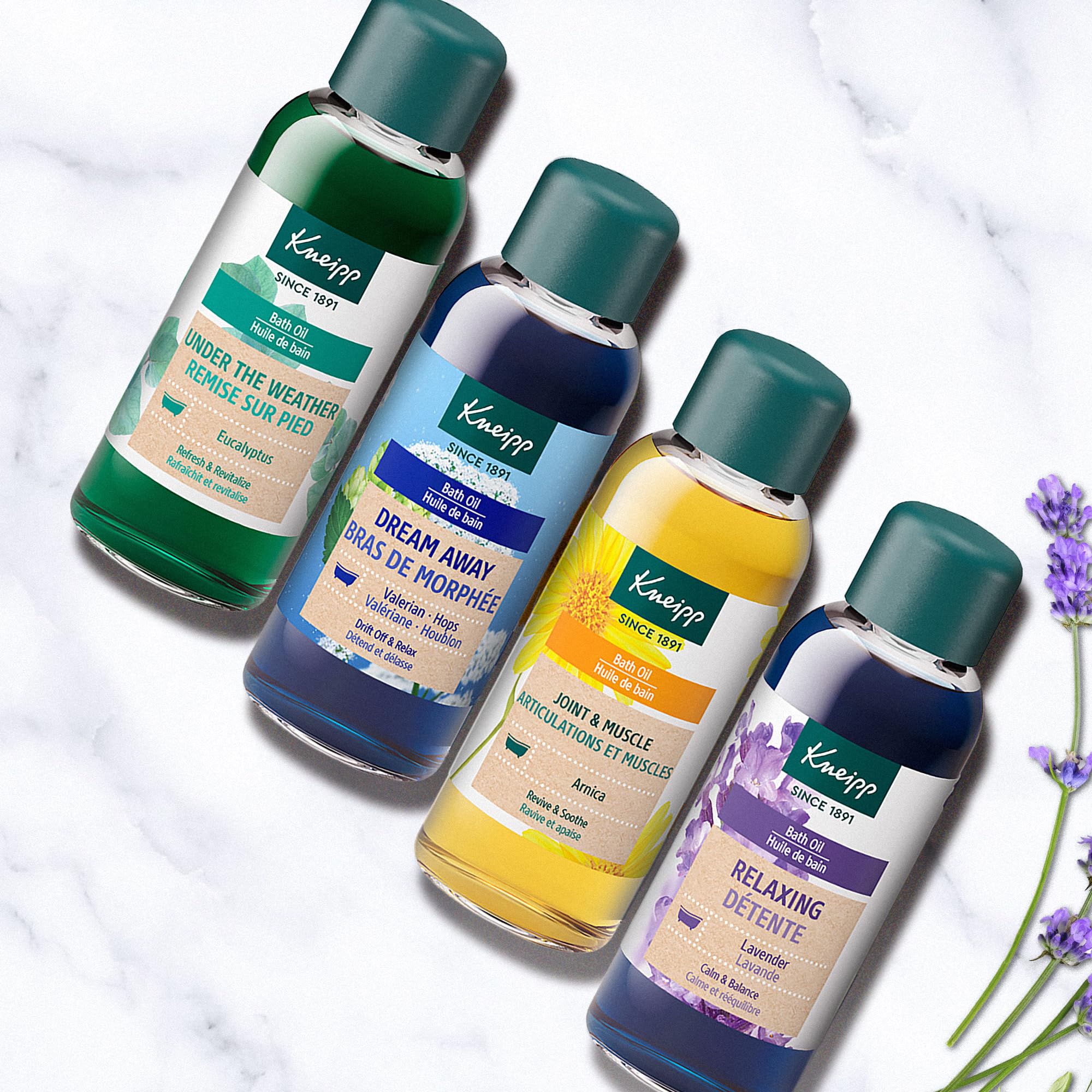 Kneipp Bathe in Happiness 6-Piece Bath Oil Set - 0.67 Per Bottle (6 Total) - Ideal for Trial & Travel - One Bottle Delivers Up to Two Baths