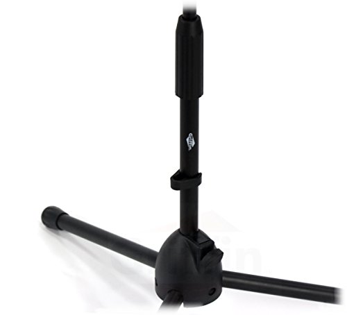 Short Microphone Stand with Boom Arm by GRIFFIN | Low Profile Tripod Mic Stand Mount for Kick Bass Drum, Studio Desktop Recording, Singing, & Guitar Amplifiers | Small Height Telescoping Boom Holder