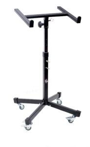 studio mixer stand dj cart by griffin | rolling standing rack on casters with adjustable height | portable turntable holder | mobile mount for digital drum machine, mixing audio gear & music equipment