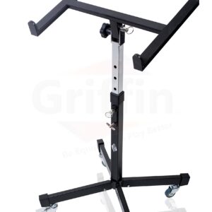 Studio Mixer Stand DJ Cart by GRIFFIN | Rolling Standing Rack On Casters with Adjustable Height | Portable Turntable Holder | Mobile Mount For Digital Drum Machine, Mixing Audio Gear & Music Equipment