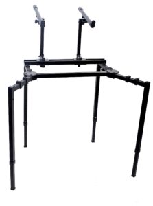 griffin double piano keyboard & laptop stand 2 tier/dual portable studio mixer rack for turntables, dj coffins, speakers, digital audio gear & music equipment | folding stage mount multi platform