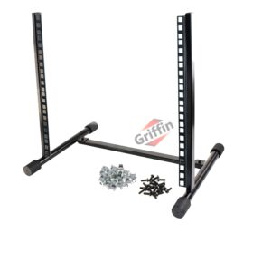 rack mount stand with 10 spaces by griffin | music studio recording equipment sound mixer standing case & 20 screws | rackmount pro audio network amp server gear rails for dj booth cart, stage & bands