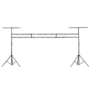 light truss stand system by griffin | i-beam trussing set & dj booth platform kit | hanging mount lighting package for music gear, pa speakers, can lights | t-bar extension for portable audio stage