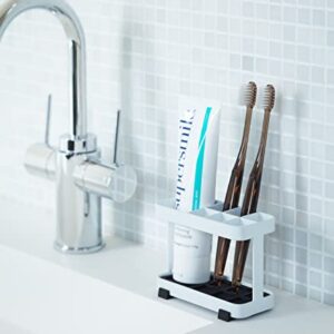 YAMAZAKI home 6802 Toothbrush and Toothpaste Holder for Bathroom Countertop, One Size, White