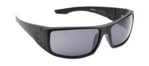 spy cooper xl, rectangular wrap sunglasses, color and contrast enhancing lenses, matte black - grey polarized lenses