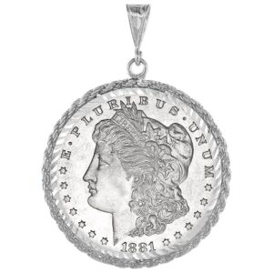 sterling silver dollar rope bezel 38 mm coins prong back diamond cut for all silver dollar coins coin not included