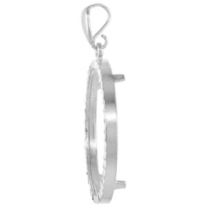 Sterling Silver Diamond Cut Half Dollar Bezel 30 mm Coins Prong Back 50 Cent Coin NOT Included