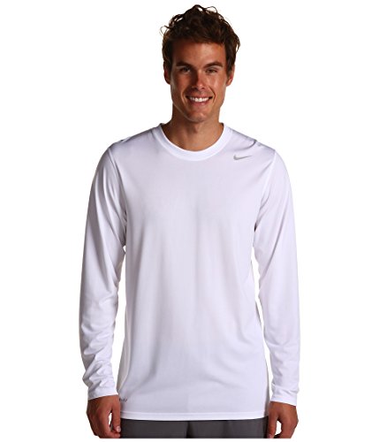 Nike Mens Legend Poly Long Sleeve Dri-Fit Training Shirt White/Carbon Heather 377780-100 Size X-Large