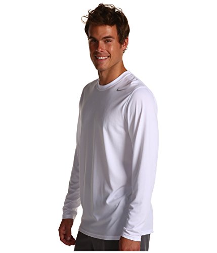 Nike Mens Legend Poly Long Sleeve Dri-Fit Training Shirt White/Carbon Heather 377780-100 Size X-Large