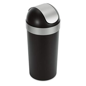 Umbra Venti Kitchen Trash Can with Swing Top Lid, Large 16-Gallon (62 L) Capacity, Black/Nickel