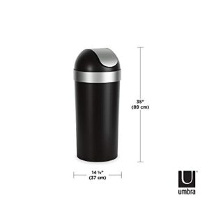 Umbra Venti Kitchen Trash Can with Swing Top Lid, Large 16-Gallon (62 L) Capacity, Black/Nickel