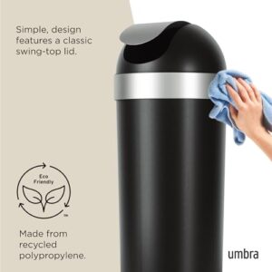 Umbra Venti Kitchen Trash Can with Swing Top Lid, Large 16-Gallon (62 L) Capacity, Black/Nickel