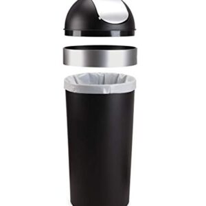 Umbra Venti Kitchen Trash Can with Swing Top Lid, Large 16-Gallon (62 L) Capacity, Black/Nickel