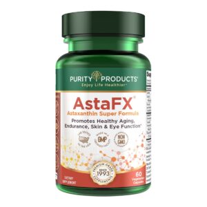 purity products astafx astaxanthin antioxidant super formula from clinically tested 4 mg astareal with full spectrum tocotrienols (vitamin e) + bioperine black pepper + piperine - 60 vegetarian caps