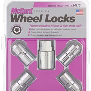 MCGARD 24215 Chrome Cone Seat Wheel Locks (M14 X 1.5 Thread Size) - Set of 4