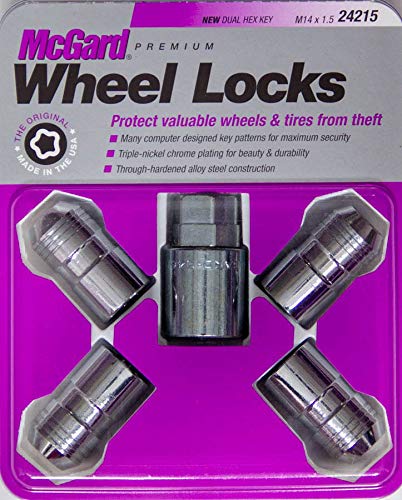 MCGARD 24215 Chrome Cone Seat Wheel Locks (M14 X 1.5 Thread Size) - Set of 4