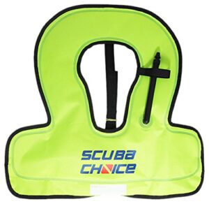 scuba choice youth kids snorkel vest neon yellow/blue with name box