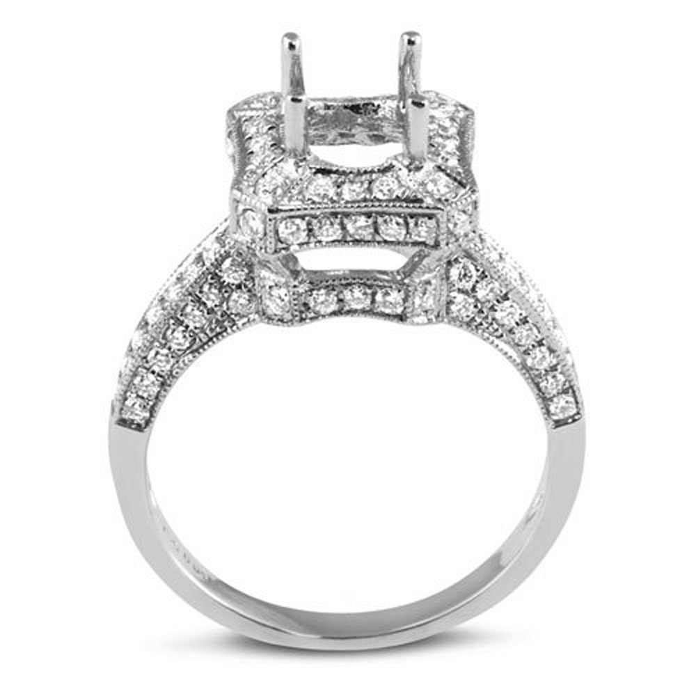 Dazzlingrock Collection 0.90 Carat (Cttw) 18k Round Diamond Semi Mount Round Diamond Wedding Ring (No Center Stone), White Gold