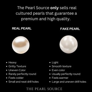 The Pearl Source 14K Gold 7.0-7.5mm AAA Quality Round Genuine White Japanese Akoya Saltwater Cultured Pearl Necklace in 18" Princess Length for Women