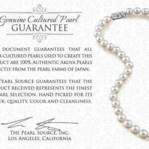 The Pearl Source 14K Gold 5.0-5.5mm Round Genuine White Japanese Akoya Saltwater Cultured Pearl Necklace in 20" Matinee Length for Women