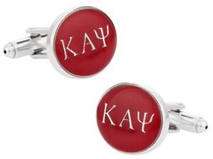 cuff-daddy kappa alpha psi fraternity cuff links with hard-sided presentation gift box paraphernalia - crimson red & silver storage travel special occasions cufflinks for men