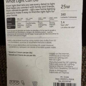 BULB GE G16.5 25W CLR2PK