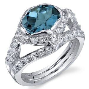 peora statuesque 2.00 carats london blue topaz ring in sterling silver size 5