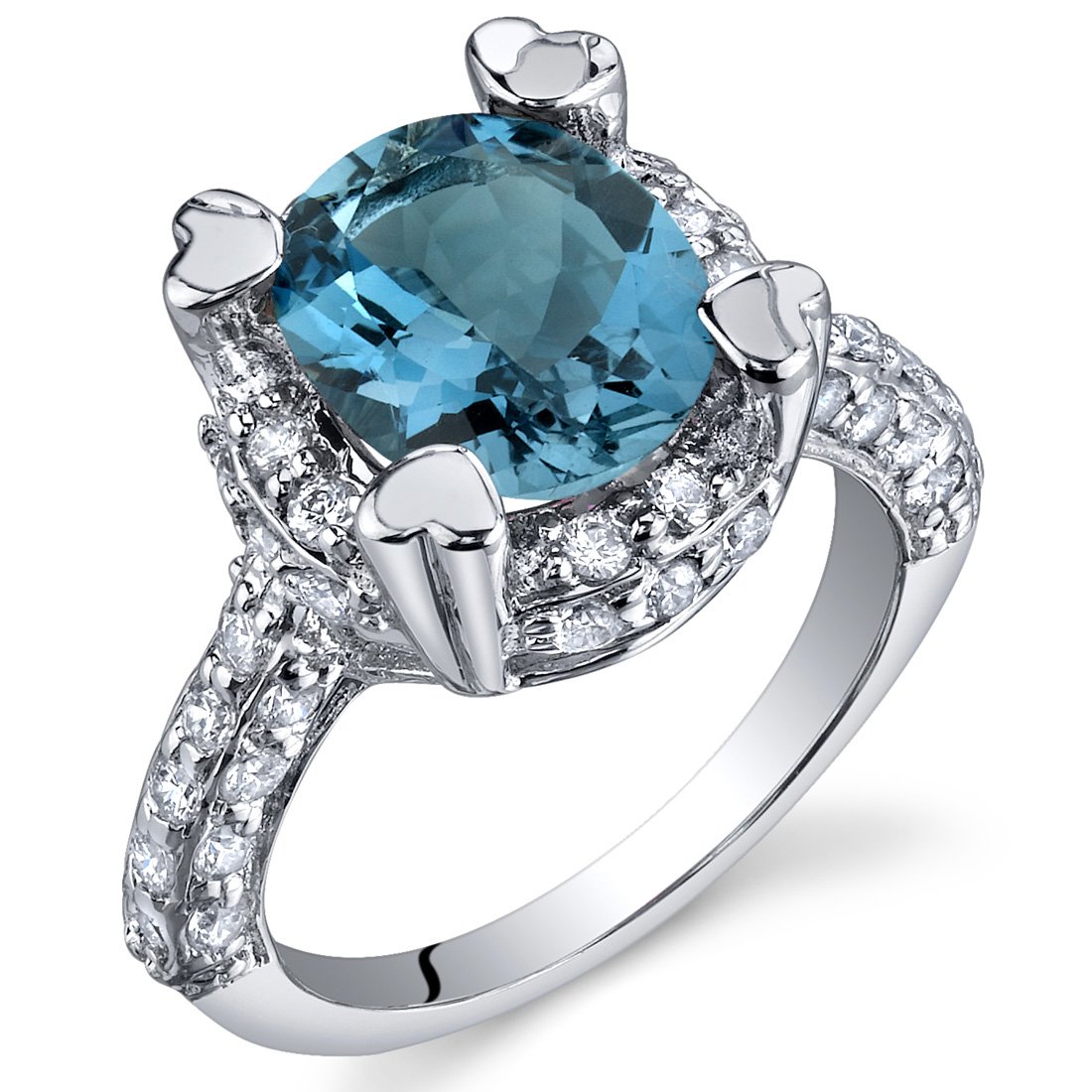 PEORA Royal Splendor 3.00 Carats London Blue Topaz Ring in Sterling Silver Size 5