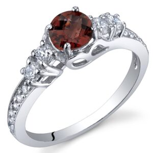 peora garnet solstice ring for women 925 sterling silver, natural gemstone birthstone, 0.50 carat round shape, comfort fit, size 7