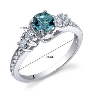 PEORA London Blue Topaz Ring 925 Sterling Silver, 0.50 Carat Round Shape, December Birthstone Enchanting Solstice Solitaire, Size 8