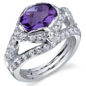 peora statuesque 1.50 carats amethyst ring in sterling silver size 9