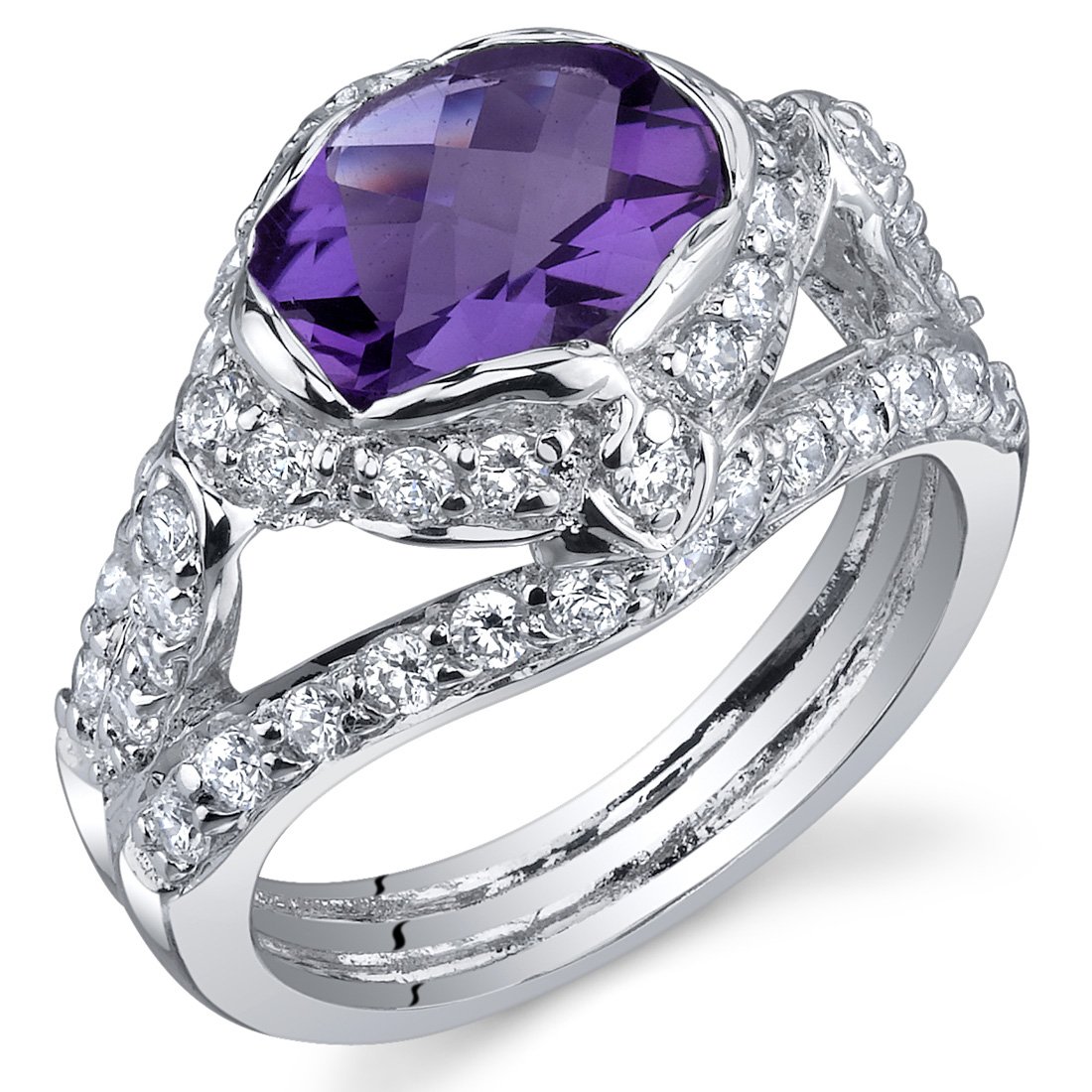 PEORA Statuesque 1.50 Carats Amethyst Ring in Sterling Silver Size 9