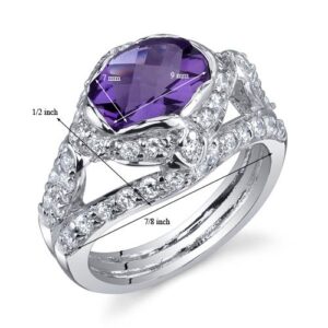 PEORA Statuesque 1.50 Carats Amethyst Ring in Sterling Silver Size 9