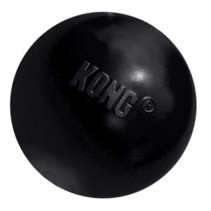 kong extreme ball with hole - dog fetch toy - durable dog ball toy for training, interactive playtime & more - natural extreme rubber ball for dogs - black - for small dogs