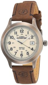 timex men's t49870 expedition metal field brown leather strap watch