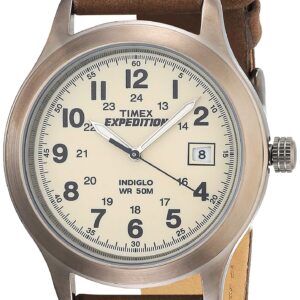 Timex Men's T49870 Expedition Metal Field Brown Leather Strap Watch