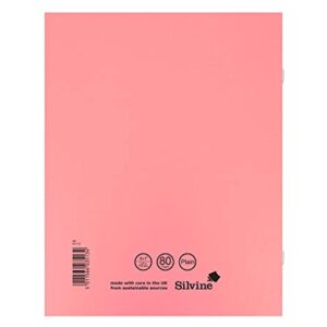 Silvine Exercise Book Plain 75gsm 80 Pages 229x178mm Pink EX112 [Pack of 10], 9x7