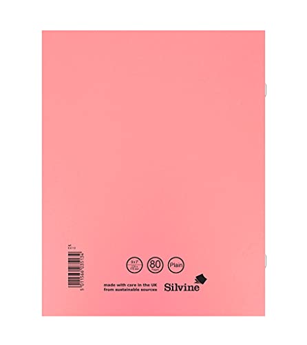 Silvine Exercise Book Plain 75gsm 80 Pages 229x178mm Pink EX112 [Pack of 10], 9x7