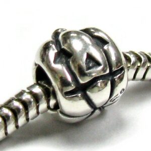 Queenberry Sterling Silver Petite Jack-o-lantern European Style Bead Charm