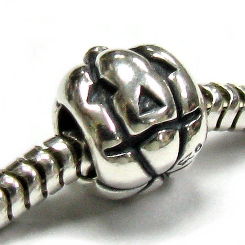 Queenberry Sterling Silver Petite Jack-o-lantern European Style Bead Charm