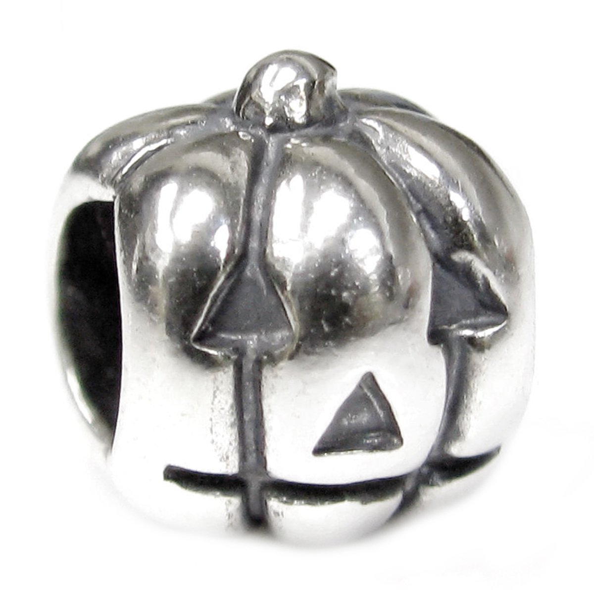 Queenberry Sterling Silver Petite Jack-o-lantern European Style Bead Charm