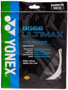 yonex bg 66 ultimax (.65) badminton string set (metallic white)