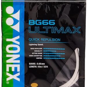 YONEX BG 66 Ultimax (.65) Badminton String Set (Metallic White)