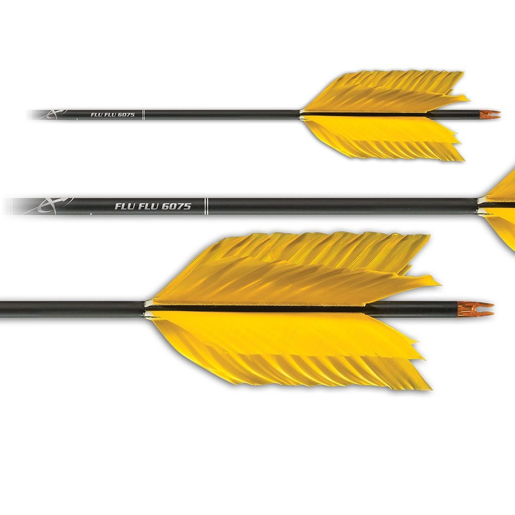 Carbon Express 50501 Flu Flu Fletched Carbon Arrows with Six 4" Full Feathers, Size 6075 (31-Inch Length), Single Pack