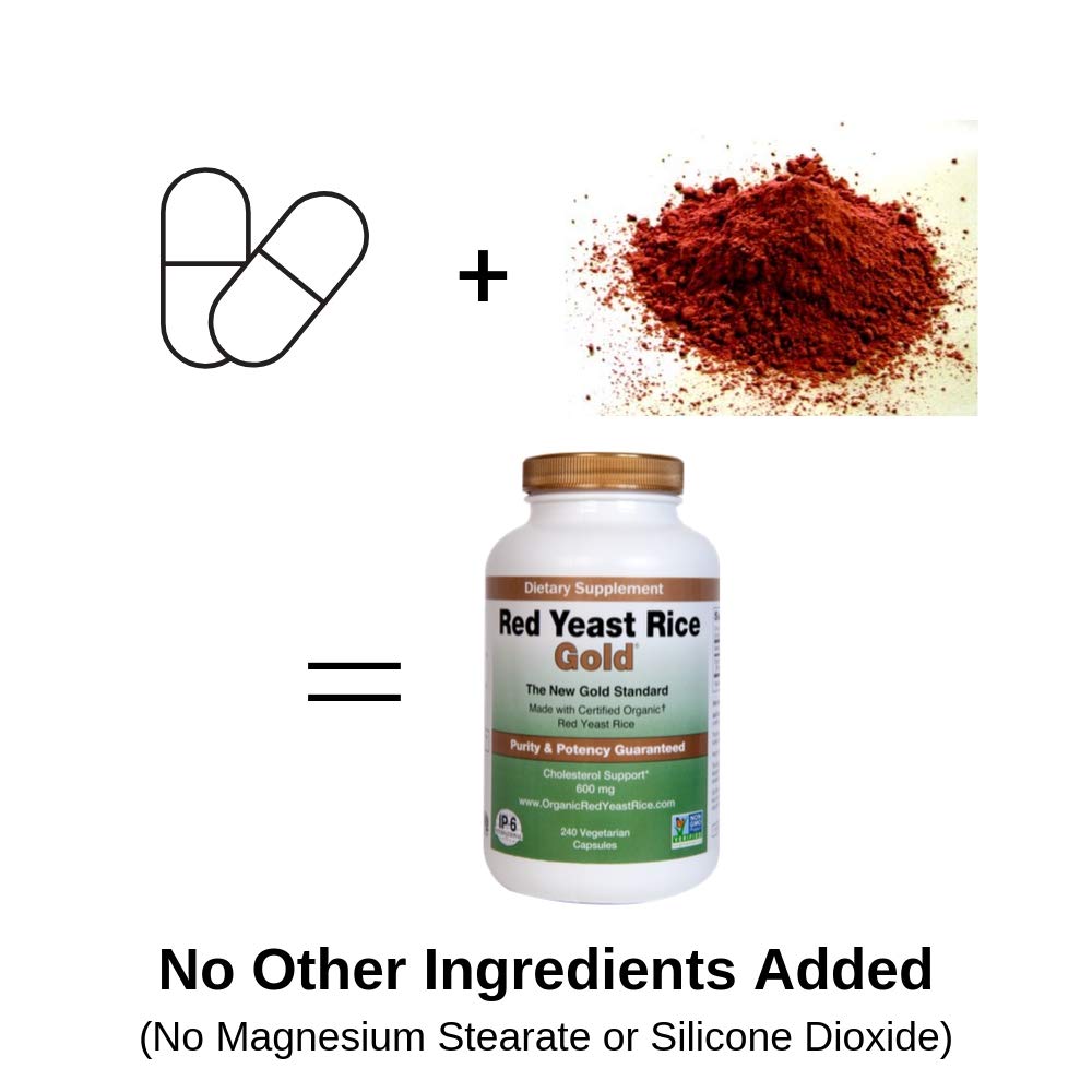 Red Yeast Rice Gold, 600 mg of Organic Red Yeast Rice - IP6 International - 240 Veg Caps