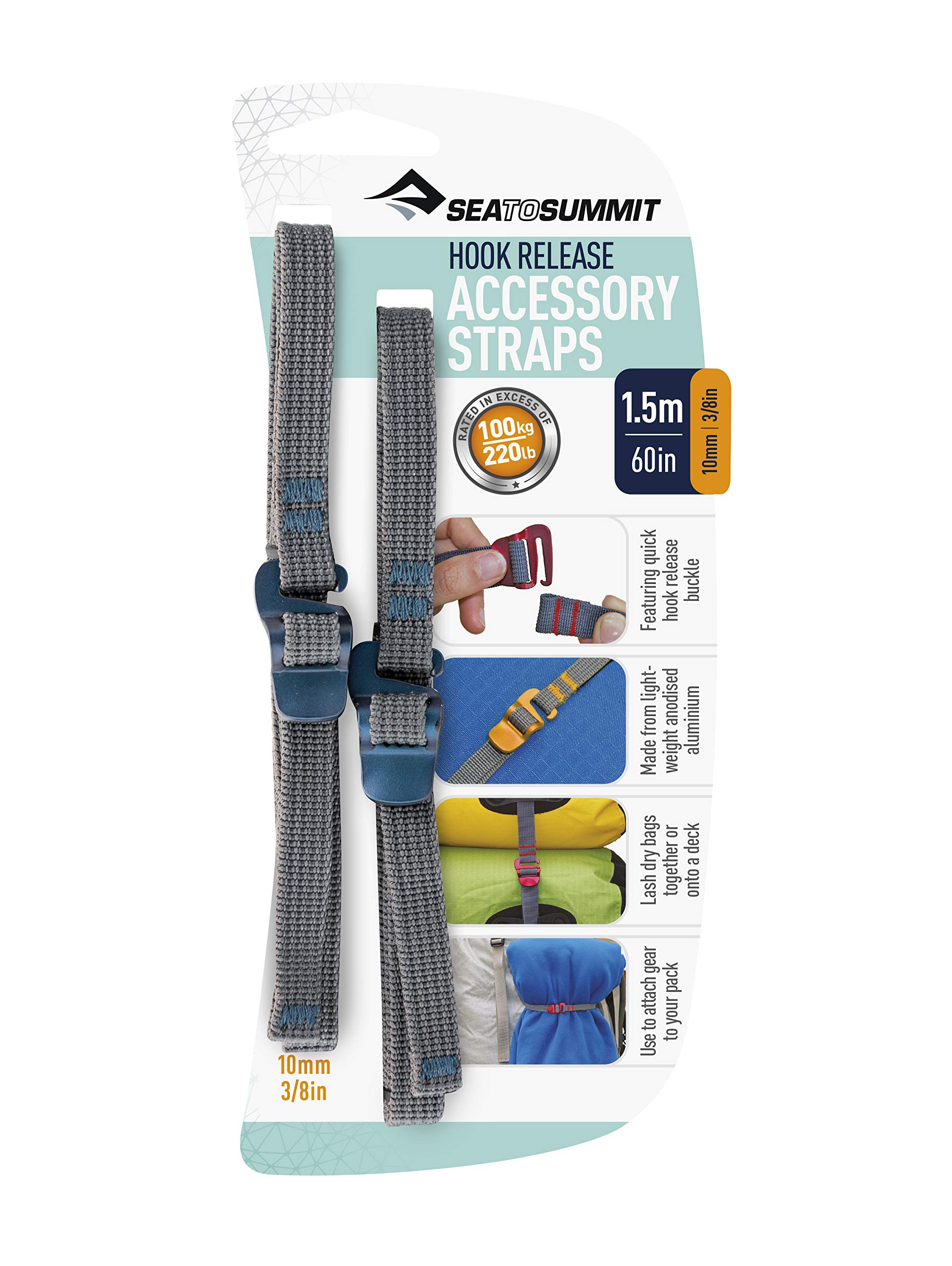 Sea to Summit Hook Release Accessory Straps (Pair), 3/8 x 60 inches