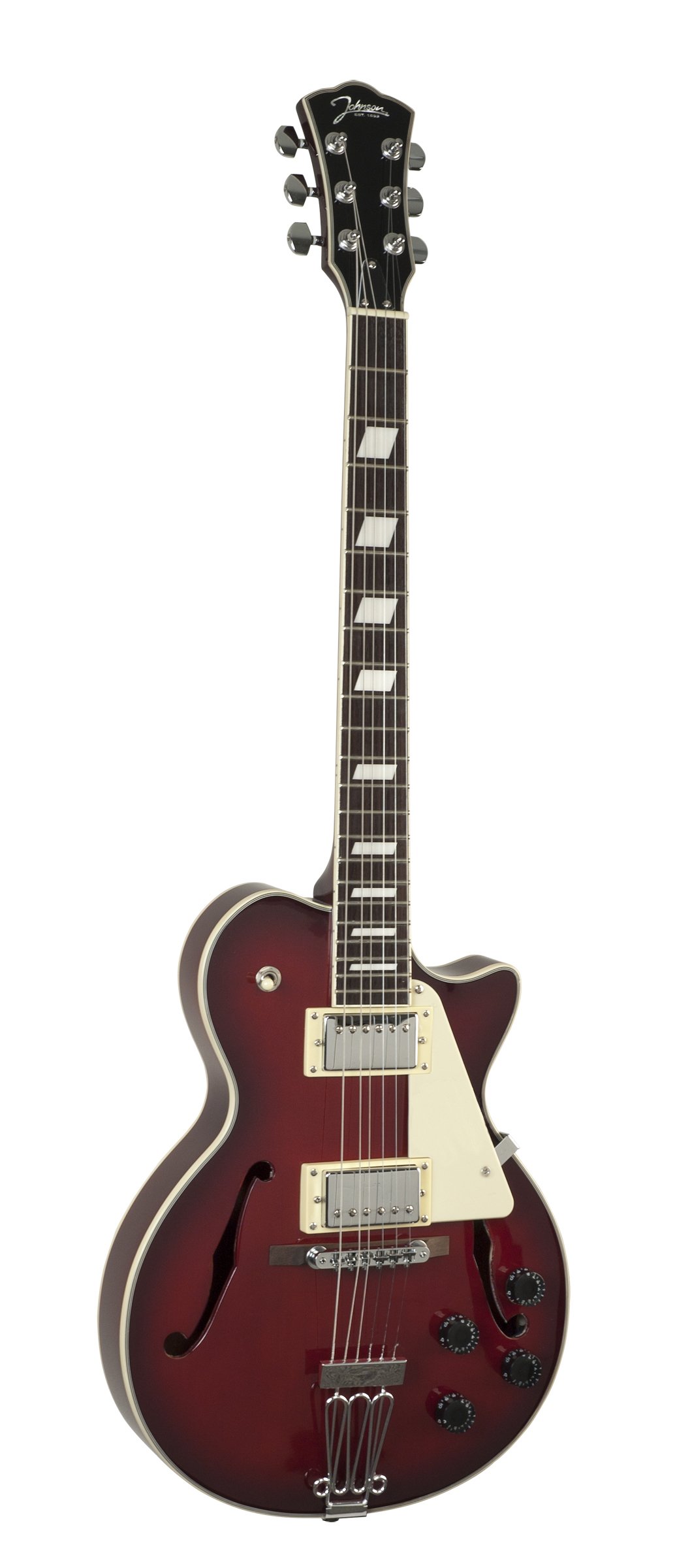 Johnson JH-100-WNB Delta Rose Electric Guitar, Wineburst