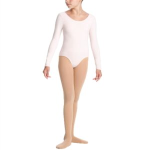 danskin big girls' long sleeve leotard, theatrical pink, large (12-14)