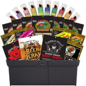 buffalo bills 25-piece beef jerky & beef stick sampler gift tool box (filled with 25 assorted packs)